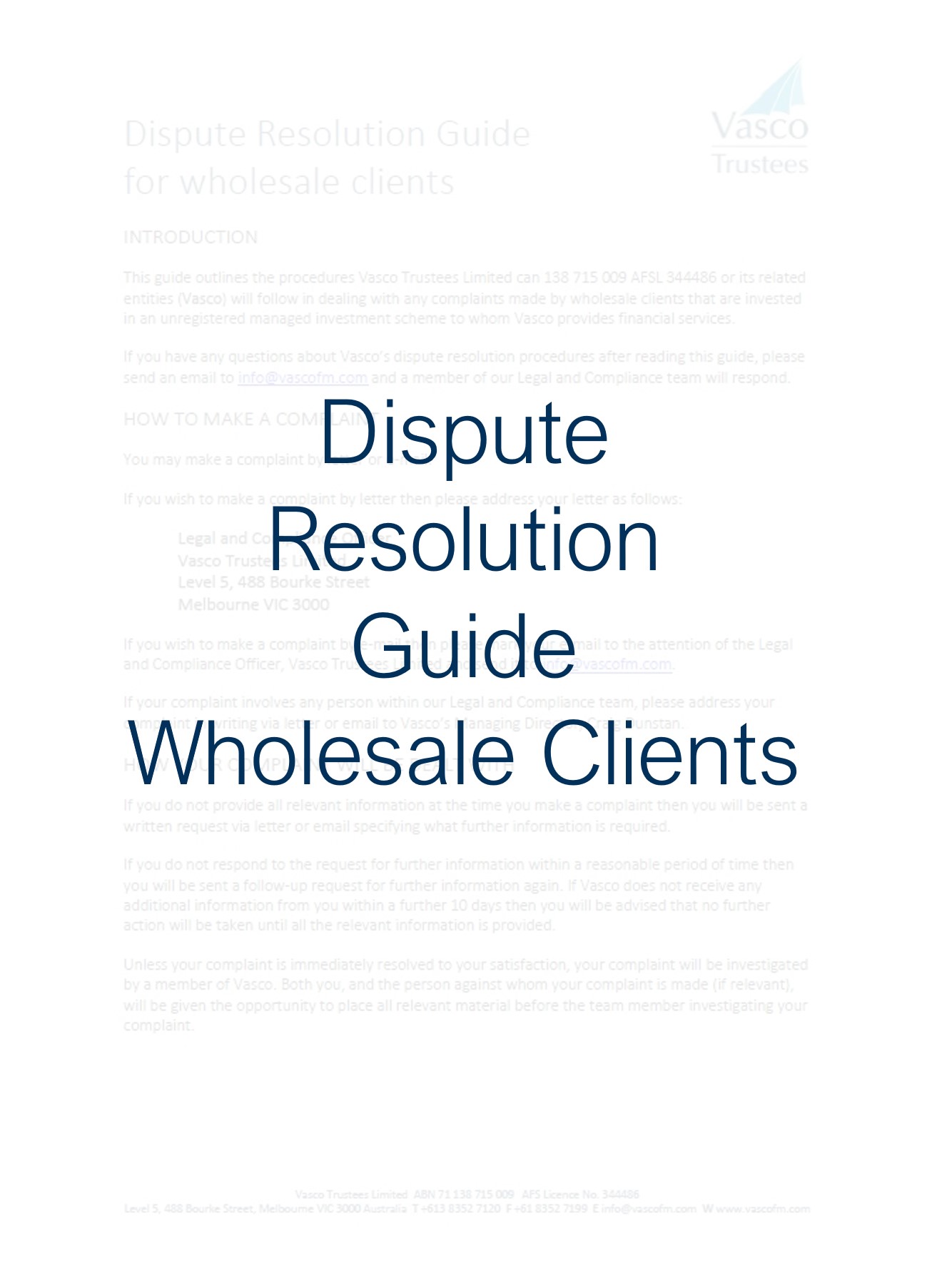 Dispute Resolution Guides – Vasco Trustees